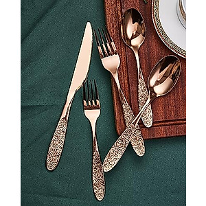 Taiyoko Silverware Set Flatware 32-Piece Retro Cutlery，Mirror Polished，Stainless Steel，Kitchen Utensils Tableware Service with Steak Knives Dinner Fork Knife Spoon