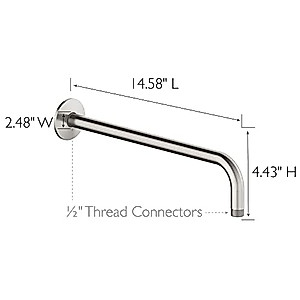 Design House 841494-SN 90-Degree 14.5-inch Steel Arm and Flange for Wall-Mounted or Fixed Rain Shower Head, Satin Nickel