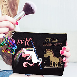 BoomBoomGifts Secretary's Day Gifts,Other Secretary Me Unicorn Makeup Bag Gifts,Other Secretary You Unicorn Gifts,Secretary Make up Bag,Other Secretary me Unicorn Mirror,Secretary Cosmetic Bag