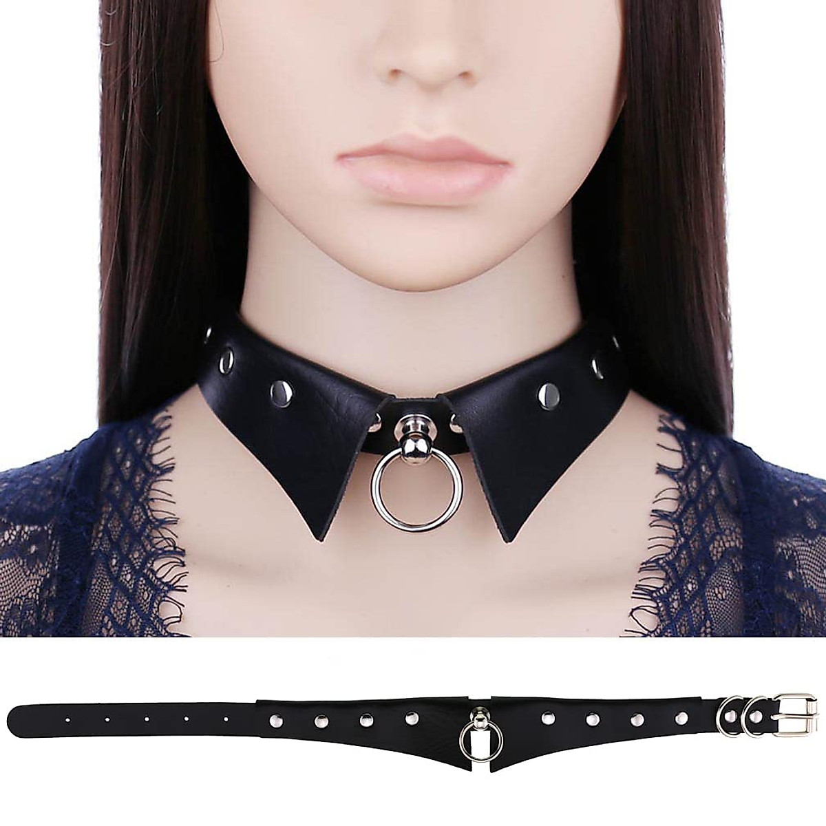 Black Choker Collar Necklace,Punk Rock Gothic Tassel Choker Necklace For Women Girls Gifts (Heart Choker) (Black Collar)