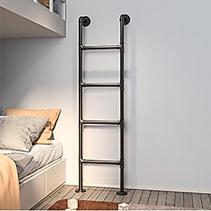 Metal Loft Bed Ladder Wall Mounted - 3.3ft-8ft Fire Escape Ladder for Emergency Home Safety - Space-Saving Climb Ladders - Attic Stairs Basement Egress Ladders