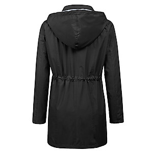 Women Lightweight Ladies Warm Travel Coat Outdoor Windbreaker with Pockets Outdoors Coat for Adults Waterproof Rain Jacket Black XL