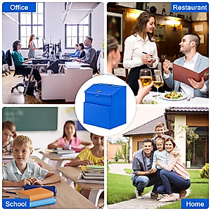 KYODOLED Suggestion Box with Lock and 50 Free Suggestion Cards, Metal Wall Mounted Ballot Box, Donation and Collection Key Drop Box with Slot & 2 Keys, 8.5H x 5.9W x 7.3L Inch, Blue