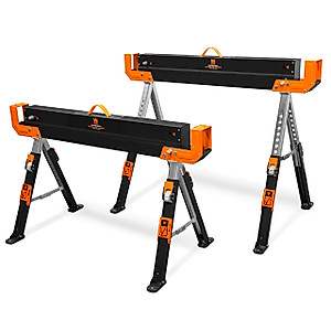 WEN Steel Saw Horse Set, 1300-Pound Capacity, Height Adjustable, Two Pack (WA1302)