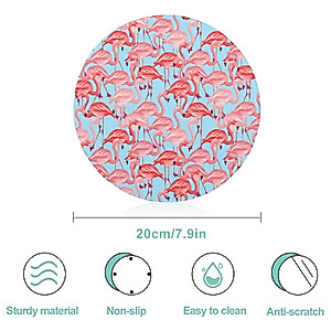 Tropical Pink Flamingo Glass Cutting Board Round Kitchen Decorative Chopping Blocks Mats Food Tray for Men Women