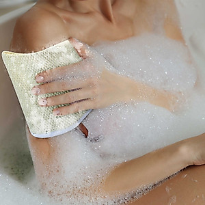 20 Pieces Exfoliating Wash Cloths Soft-weave Washcloths Nylon Facial Dual Sided Shower Scrubber for Body Face Bath Wash Rags Exfoliating Towel Bath Accessory for Skin Care, Beige