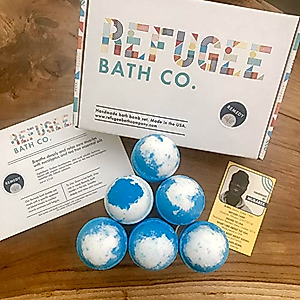 Refugee Bath Co. Variety Pack Bath Bombs Tea Tree and Eucalyptus Essential Oils Cocoa Butter Support Refugee Employment in USA (12 Pack)