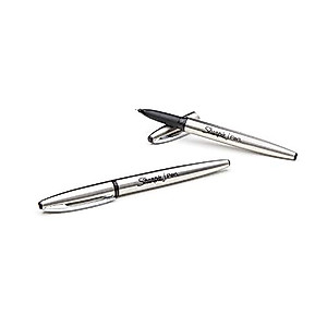 SHARPIE Stainless Steel Grip Pen, Fine Point (0.8mm), Black, Box of 12 (2067430)