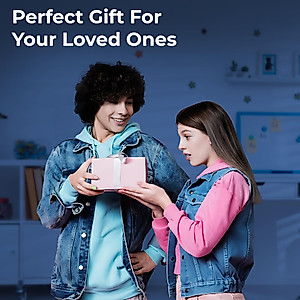 Sonic Alert Moon Alarm Clock Nightlight | Soft Ambient Light for Children in The Dark | Recordable Alarm Clock for Heavy Sleepers | Built-in Speake, Aux Connection