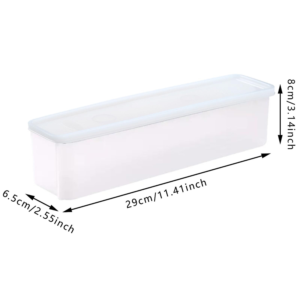 FEOOWV Set of 6 Pasta Storage Containers with Lid, Airtight Spaghetti Noodle Holder Rectangular Chopstick Storage Box Sealed Noodle Canisters for Refrigerator, Kitchen Pantry (White)