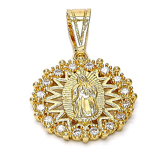 The Bling Factory Polished 0.25 mils 14k Yellow Gold Plated Clear CZ Type Type Type Pendant, 39mm x 25mm (½ inches' x ')