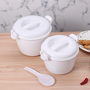 CHICTRY Microwave Rice Cooker Microwave Pressure Steamer Cooker Food Bowl Mug Non Stick Cookware for Ramen Soup Beverages White A Small