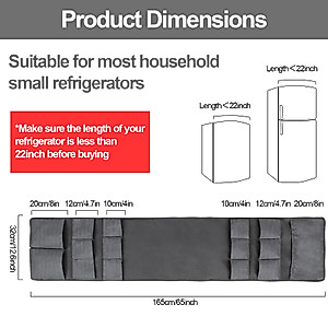 Lafulling Fridge Dust Cover Top, Mini Fridge Caddy Organizer Storage Bag with 15 Extra Large Fabric Pockets for Dorm, Pantry, Plate, Silverware, Spice, Cutlery, Napkins, Other Daily Stuff