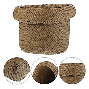 YARNOW Rattan Waste Basket Straw Woven Basket Trash Can Garbage Container Bin Dried Flower Bucket for Bathrooms Kitchens Home Offices M Orange, 26X26X26CM, (HI04CF350E8OHB8CFCS913P6)