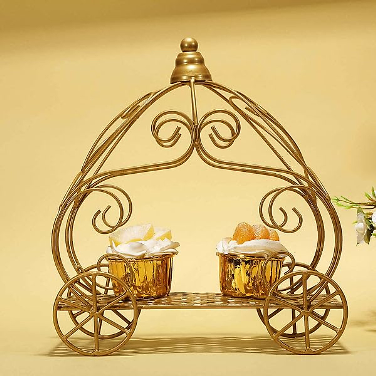 Tableclothsfactory 11" Gold Cinderella Pumpkin Carriage Centerpiece, Decorative Princess Carriage