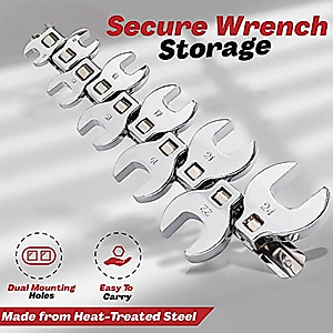 Crows Foot Wrench Set (Metric) Easily Access Hard-To-Reach Areas, Ideal for Tight Spaces, Great for Automotive Repair Work - Includes Sizes: From 10MM to 24MM - 10-Piece Kit With Clip-on Organizer
