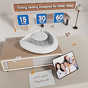 Sound Machine for Baby with 8 Soothing Sounds,Portable White Noise Machine for Adult,Sleep Machine with Volume Control,USB Port,Headphone Jack,Auto-Off Timer for Kids,Adults,Travel,Office,Home