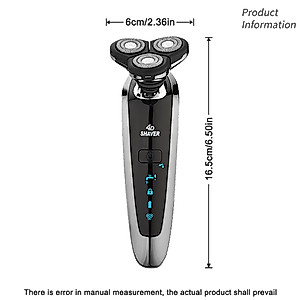 Electric Razor for Men, Wet Dry IPX7 Waterproof, 4 in 1 Rotary Shavers Beard Nose Mustache Trimmer Face Cleaning Brush