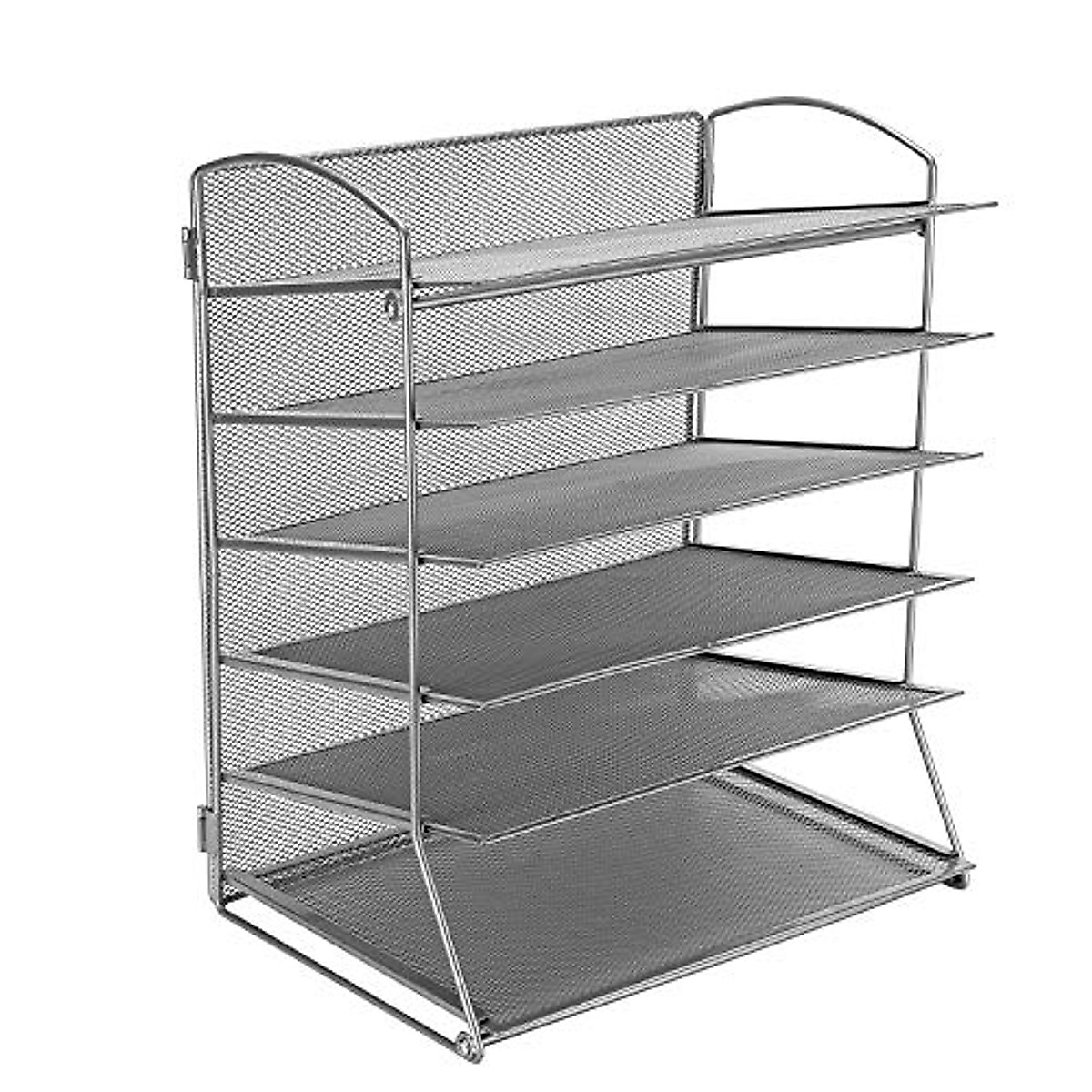CLATINA 6-Tier Metal Mesh Desk File Organizer Desktop Letter Tray Paper Document Holder for Office Home School Gray