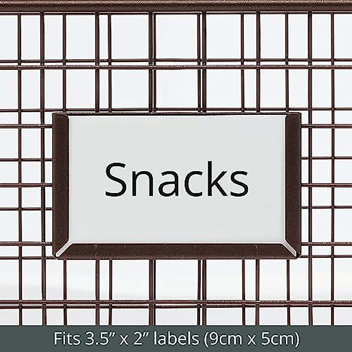 mDesign Metal Wire Storage Organizer Bin Baskets with Label Slot for Kitchen Pantry and Shelves - Wired Organization Holder for Food, Chips, Drinks, Omaha Collection, 4 Pack, Bronze