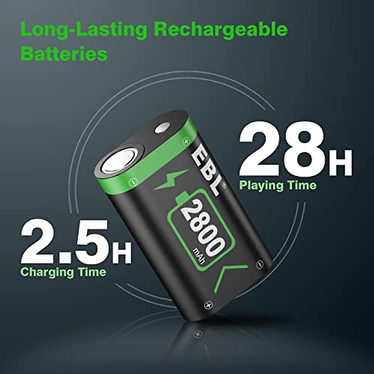 EBL Controller Rechargeable Battery Packs, 2×2800mAh Xbox One Controller Battery Packs, Rechargeable Batteries with Battery Charger for Xbox One/Xbox Series X|S, Xbox One/One S/One X/One Elite
