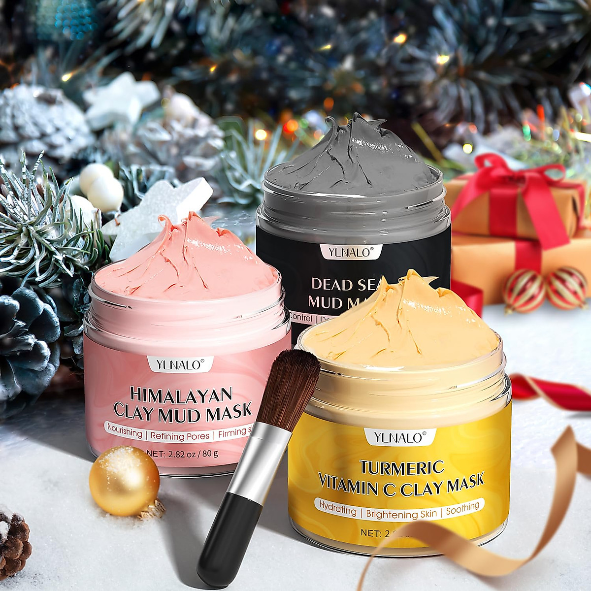 Clay Facial Mask Set -Turmeric Vitamin C, Dead Sea and Himalayan Clay Mask, , SPA Facial Masks Skin Care Set for Deep Pore Cleansing, Reduce Blackheads Acne, Dark Spots, Oil Control, and Radiant Skin