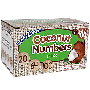 READY 2 LEARN Coconut Numbers - Set of 100 - 1-100 - Natural, Hand Made Counters for Kids - Math Manipulatives