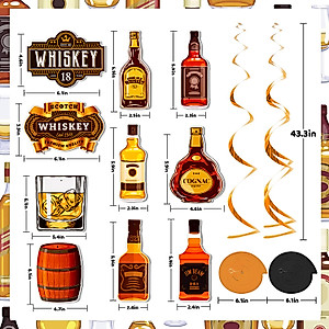 20PCS Whiskey Party Decorations for Men, Whiskey Hanging Swirls for Whiskey Themed Party Decorations (Not Pre-Assembled)