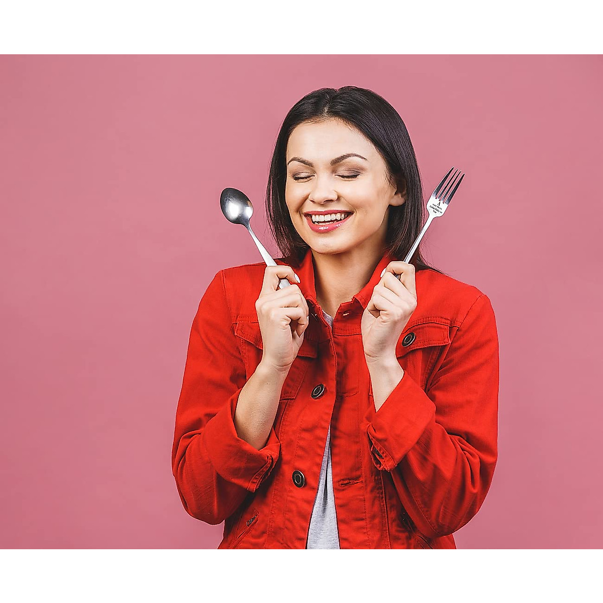 2 Pieces A very Merry Unbirthday to You - Engraved Stainless Spoon and Fork Set, Kitchen Restaurant Long Handle Dinner Spoop and Fork for Friends Sister Birthday Graduation Christmas Gifts