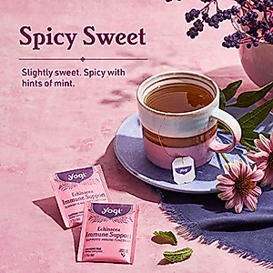 Yogi Tea - Echinacea Immune Support (6 Pack) - Supports Immune Function with Elderberry and Mullein - Caffeine Free - 96 Organic Herbal Tea Bags