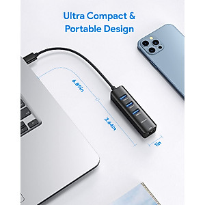 USB to Ethernet Adapter, ABLEWE 3 Ports USB 3.0 Hub with RJ45 1Gbps Gigabit Ethernet Adapter, for MacBook Air 2017, iMac, XPS, Surface Pro, Linux, Chromebook, Notebook and More - Black