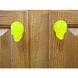 Yellow Skull Cabinet Knobs/Drawer Knobs (Black Light Activated) (Set of 2)