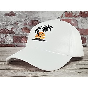 Hepandy Palm Tree Embroidered Baseball Cap for Women Men Girl, Summer Beaches Outdoor White Trucker Hats Adjustable Snapback Golf Dad Hats