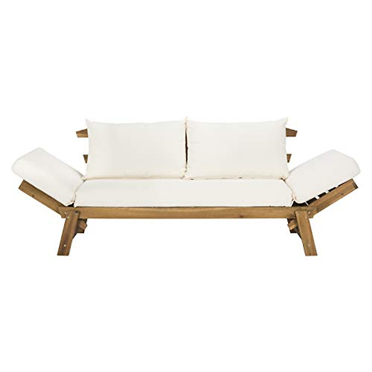 Safavieh PAT6745B Outdoor Collection Tandra Teak Modern Contemporary Daybed Day Bed, Natural/Beige