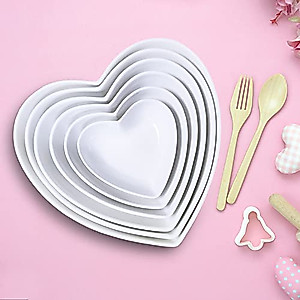 Keponbee Big Heart Shaped Bowls 2pcs Porcelain White Heart-shaped Dish for Desserts/Salad/Fruit/Pasta or Romantic Dinner, 9Inch