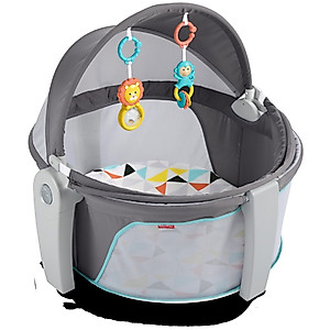 Fisher-Price Portable Bassinet and Travel-Play Area with Baby Toys, Indoor and Outdoor Use, On-the-Go Baby Dome, Windmill