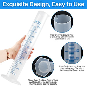 Akamino 4 Packs 500ml Plastic Graduated Cylinder,Transparent Measuring Cylinder Set with Pour Spout, 2-Sided Making Plastic Lab Test Tube for Science Projects, Laboratory Supplies