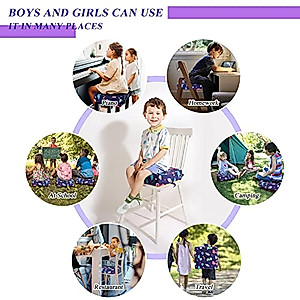 Toddler Booster Seat for Dining Table 45D Cartoon Stronger Support Booster Seat for Dining Table Washable 2 Safer Straps Non-Slip Bottom Portable Booster Chair for Toddlers Kid Baby Eating Travel Home