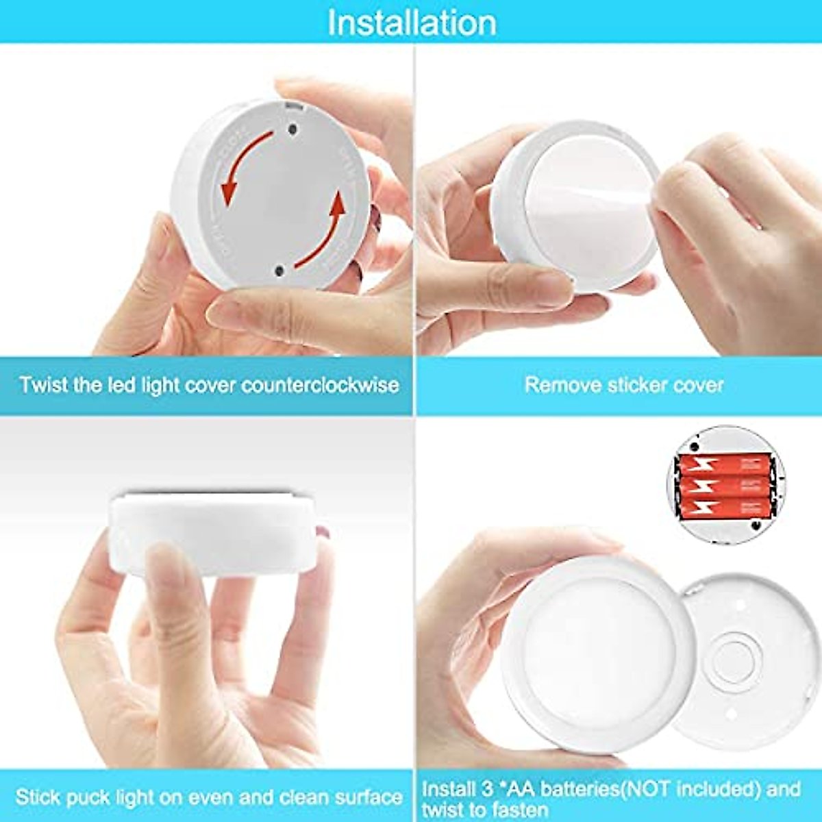 Cadrim Puck Lights, LED Color Changing Puck Lightings and Dimmable Under Cabinet Lights Battery Powered Under Counter Lights with Wireless Remote Controls for Kitchen(1 Pack)