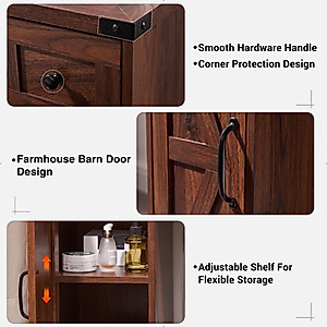 JXQTLINGMU 43" Makeup Vanity Desk with Mirror and Lights, Farmhouse Vanity Dressing Table Set with 3 Drawers & 2 Cabinets, Stool Included, Bedroom, Brown