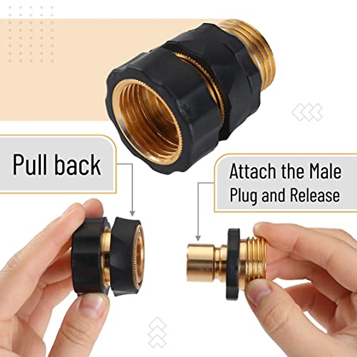 UNCO- Garden Hose Quick Connectors, 3/4 Inch, 2 Sets (2 Female+2 Male) Hose Quick Connect, Water Hose Quick Connect Fittings, Hose Fittings, Hose Attachments, Hose Connectors Quick Connect.