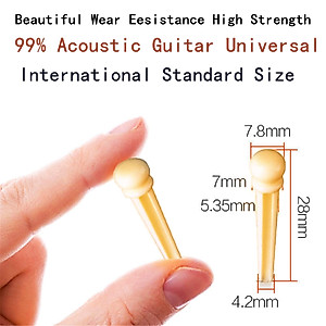Miwayer Guitar Bone Bridge Pins Real Bone Unbleached Vintage Style Replacement Parts for 6 & 12 String Acoustic Guitar (Unbleached Big Abalone Dot)