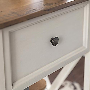 Walker Edison Natalee Modern Farmhouse 1 Drawer Wood Square Side Table Living Room Small End Accent Table, 19 Inch, Rustic Oak and White