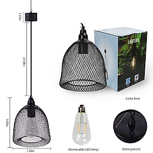 Solar Hanging Lantern, Outdoor Waterproof Solar Chandelier Pendant Lamp Lights Metal Hanging Lighting Decor for Bar Patio Yard Garden Porch Indoor Home (Solar Powered Auto On/Off )