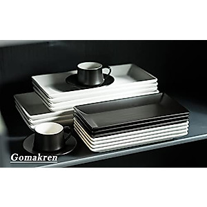 Gomakren Black Serving Platter Set of 4 Porcelain Serving Plates Rectangular Serving Dishes and Platters Serving Trays for Party Food Appetizer Salads Sushi, 10 Inches Black Serveware Gifts
