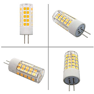 ZHENMING G4 LED Bulbs 110V-130V (Not Low Voltage 12V) G4 Bi-Pin Base Spotlight Lighting Dimmable 5W Warm White 3000K Replace 45W G4 Halogen Lamp, for Under-Cabinet Lights, Ceiling Lights, Pack of 4
