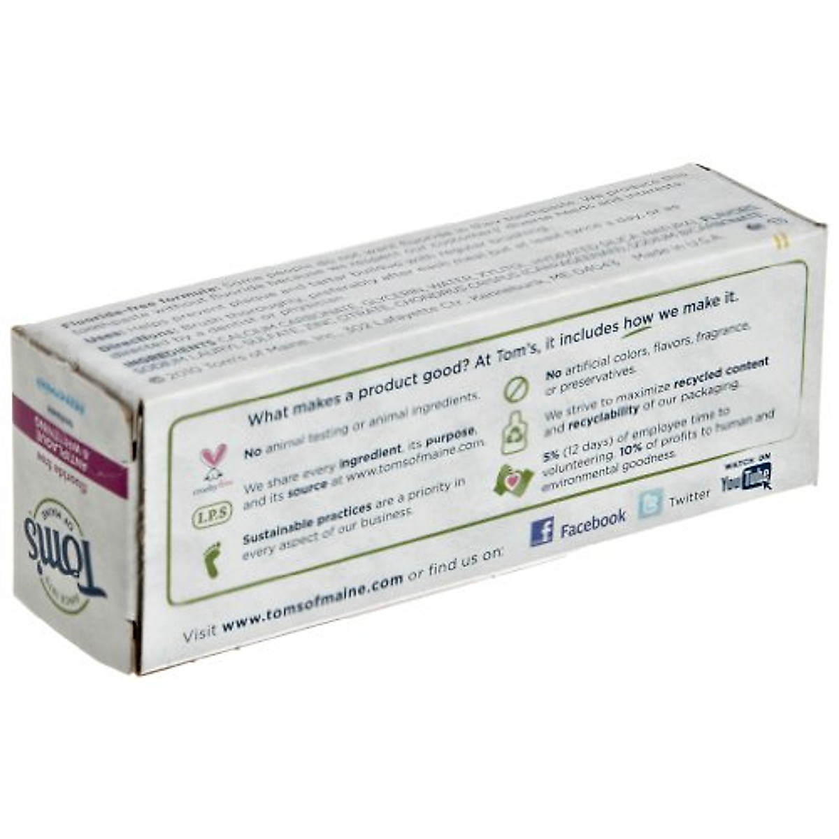 Tom's of Maine, Fluoride Free Antiplaque & Whitening Toothpaste - Peppermint, 1 Ounce