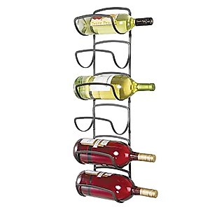 mDesign Modern Decorative Metal Wine Bottle Storage Organizer Rack Holder for Kitchen, Pantry, Dining Room, Bar, Wine Cellar- 6 Level Design - Wall Mount - Graphite Gray