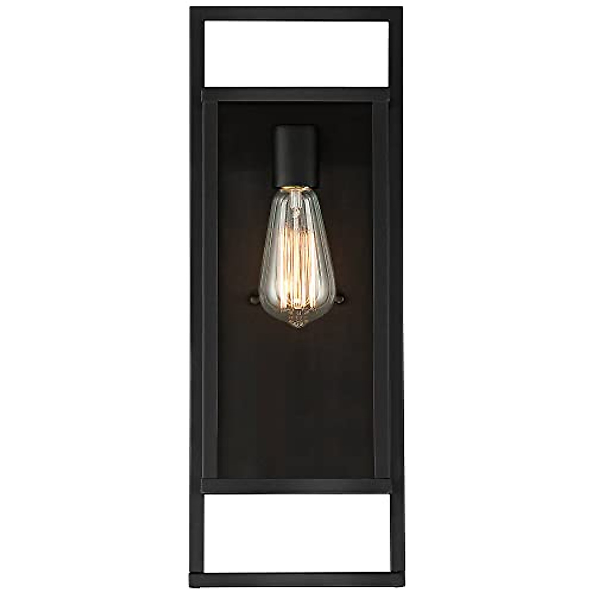 Possini Euro Design Jericho Modern Industrial Outdoor Wall Light Fixture Textured Black Metal 19" Clear Glass Panel for Exterior House Porch Patio Outside Deck Garage Yard Front Door Garden Home