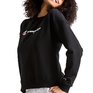 Champion Women's Sweatshirt, Powerblend, Crewneck, Sweatshirt for Women, Script (Reg. or Plus)